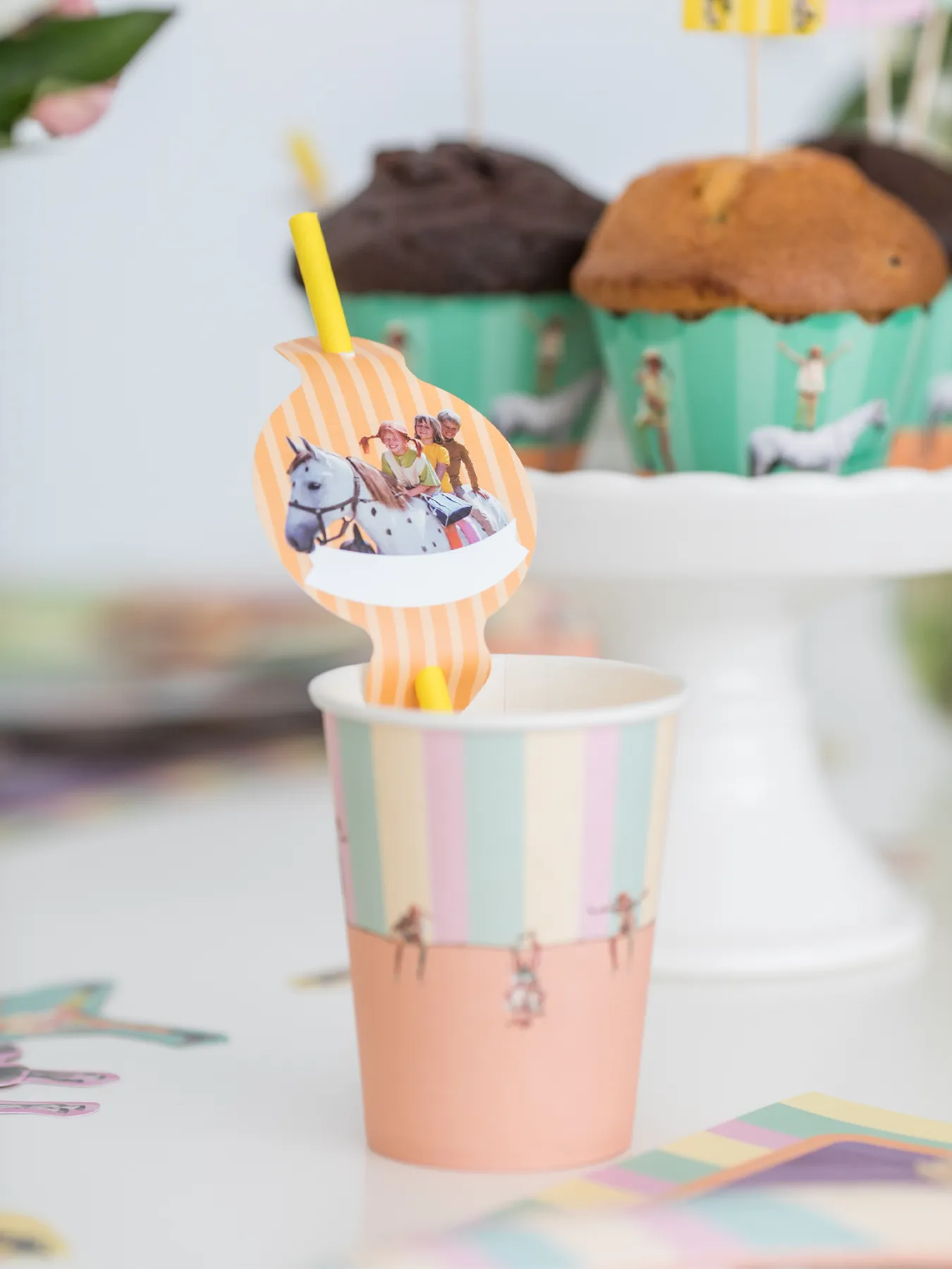 Straws with name stickers Pippi Longstocking - Astrid Lindgren